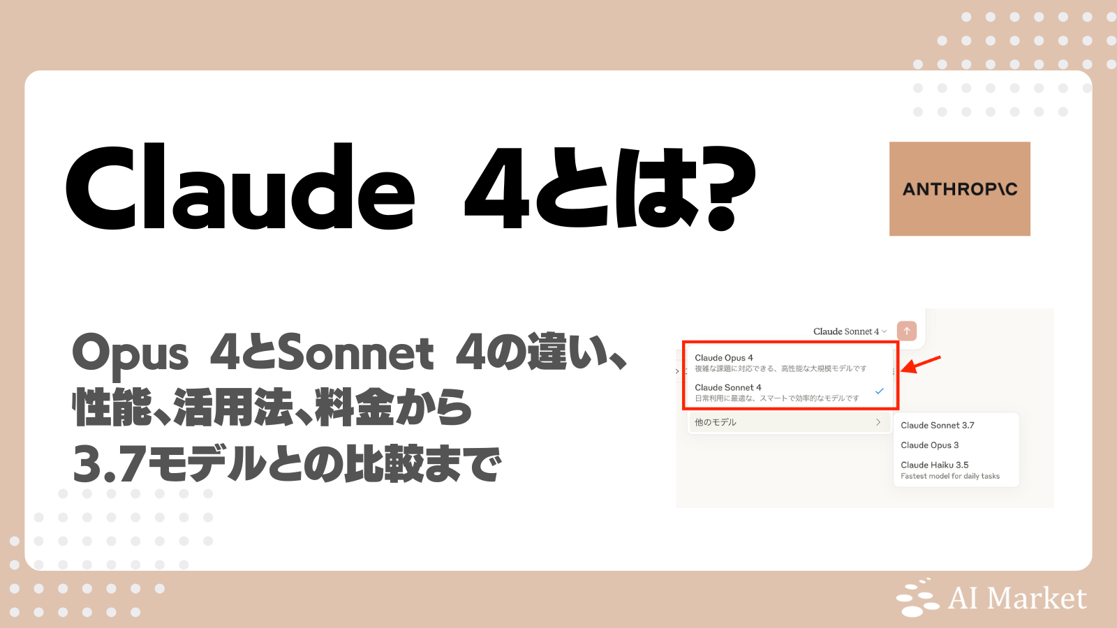 【Anthropic LLM】Claude 4を徹底解説！Opus 4とSonnet 4の違い、性能、活用法、料金、3.7との比較まで
